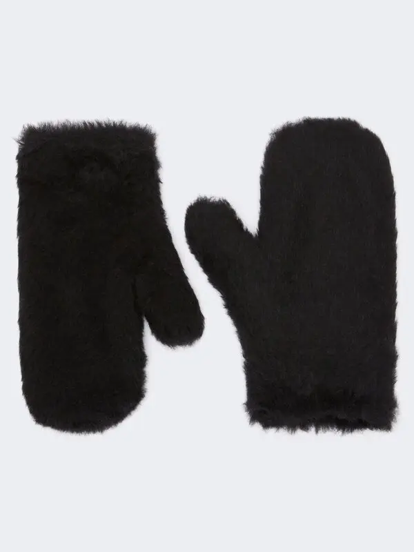 Max Mara Alpaca And Wool Teddy Mittens - Black