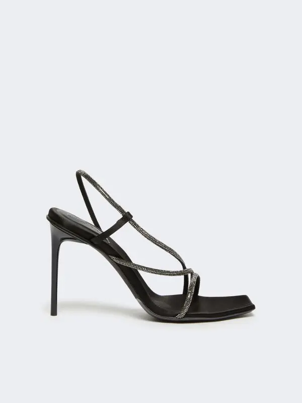 Max Mara Satin And Crystal Sandals - Black