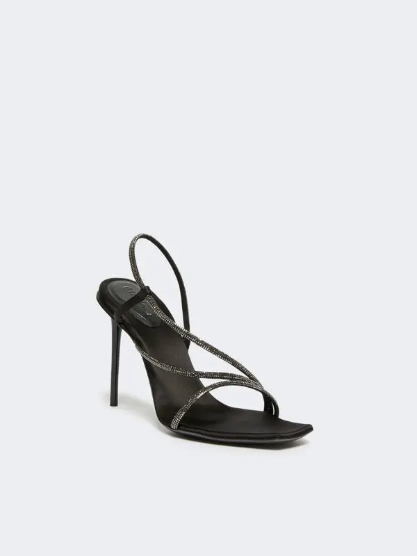 Max Mara Satin And Crystal Sandals - Black