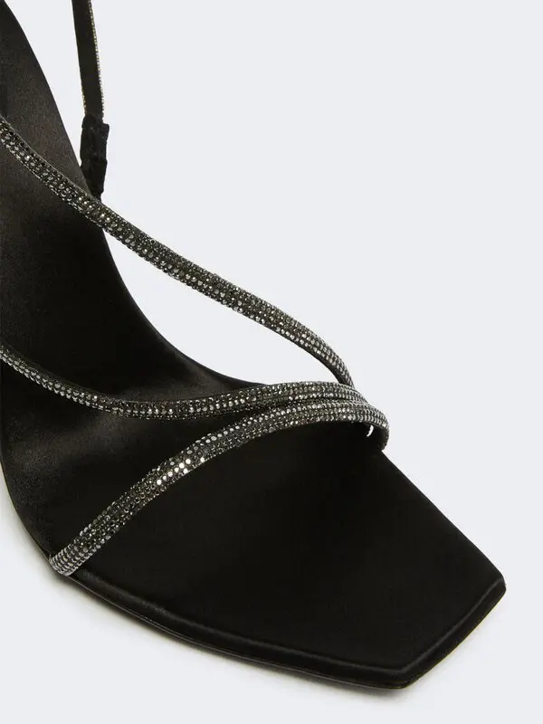 Max Mara Satin And Crystal Sandals - Black