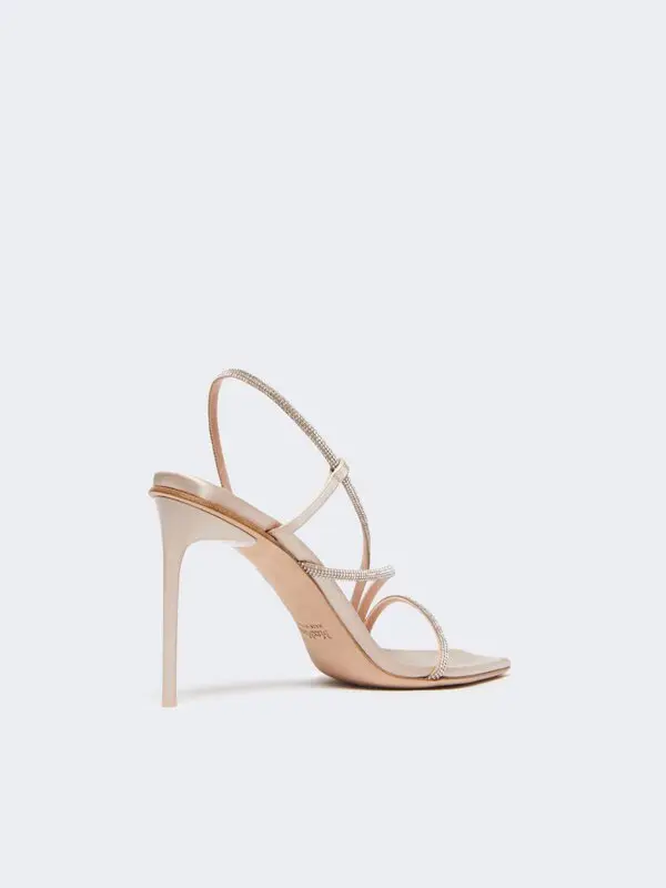 Max Mara Satin And Crystal Embellished Sandals - Beige