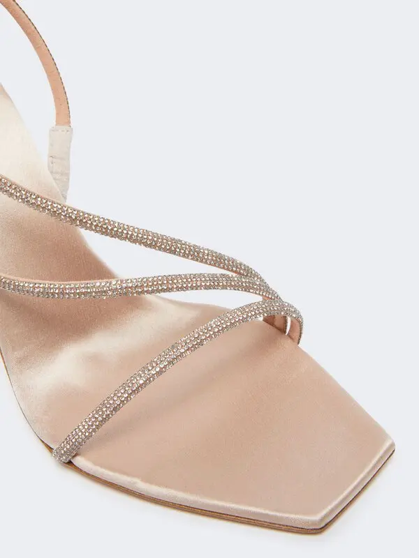 Max Mara Satin And Crystal Embellished Sandals - Beige