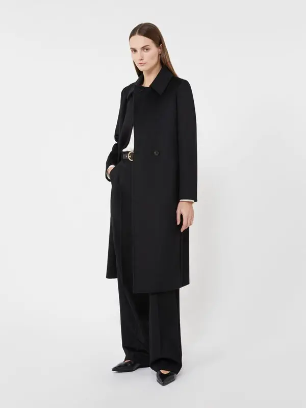 Max Mara Wool Broadcloth Robe Coat - Black