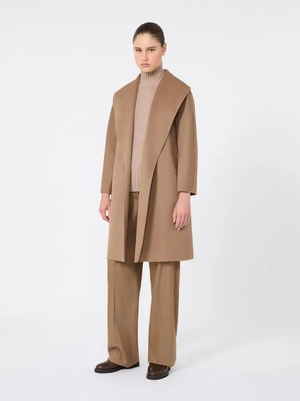 Max Mara Double-faced Wool Robe Coat - Camel