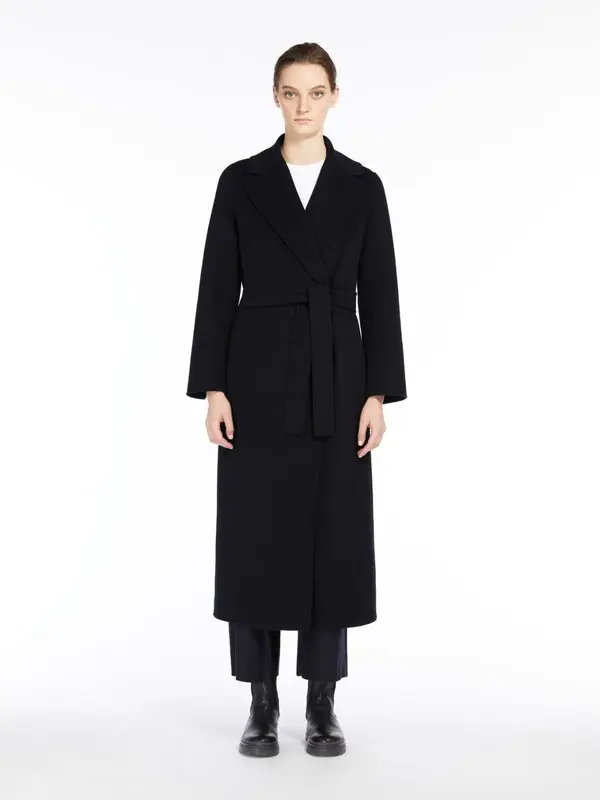 Max Mara Wool Drap Wrap Coat - Midnightblue
