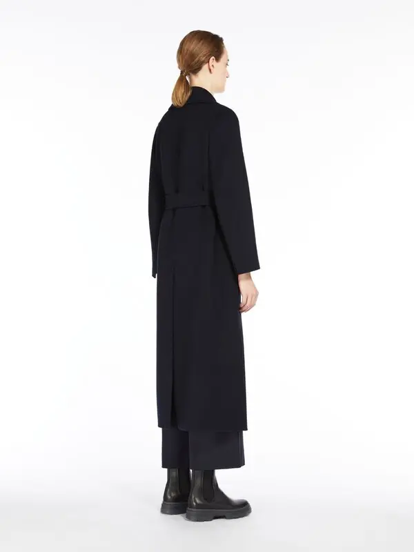 Max Mara Wool Drap Wrap Coat - Midnightblue