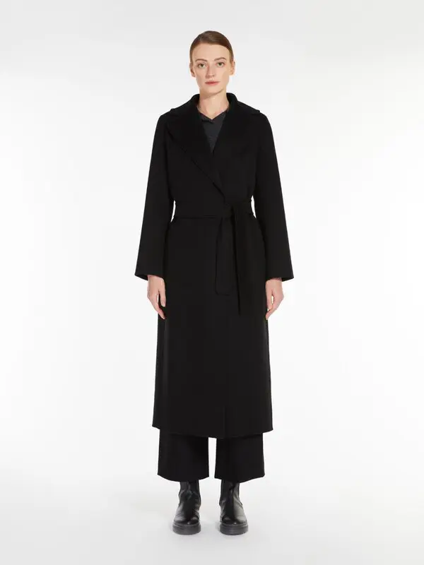 Max Mara Wool Drap Wrap Coat - Black