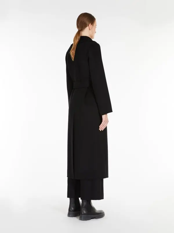 Max Mara Wool Drap Wrap Coat - Black