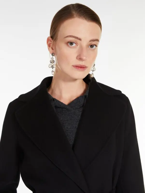 Max Mara Wool Drap Wrap Coat - Black