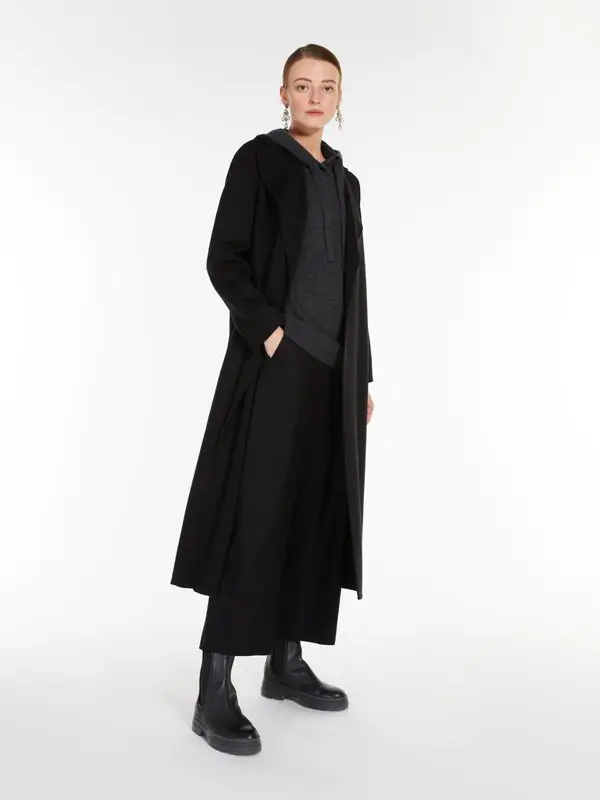 Max Mara Wool Drap Wrap Coat - Black