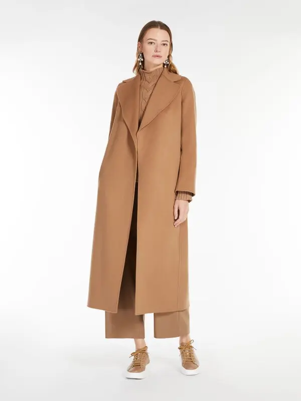Max Mara Wool Drap Wrap Coat - Camel