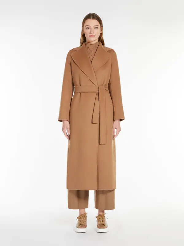 Max Mara Wool Drap Wrap Coat - Camel