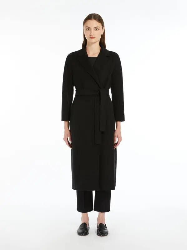 Max Mara Wool Broadcloth Midi Coat - Black