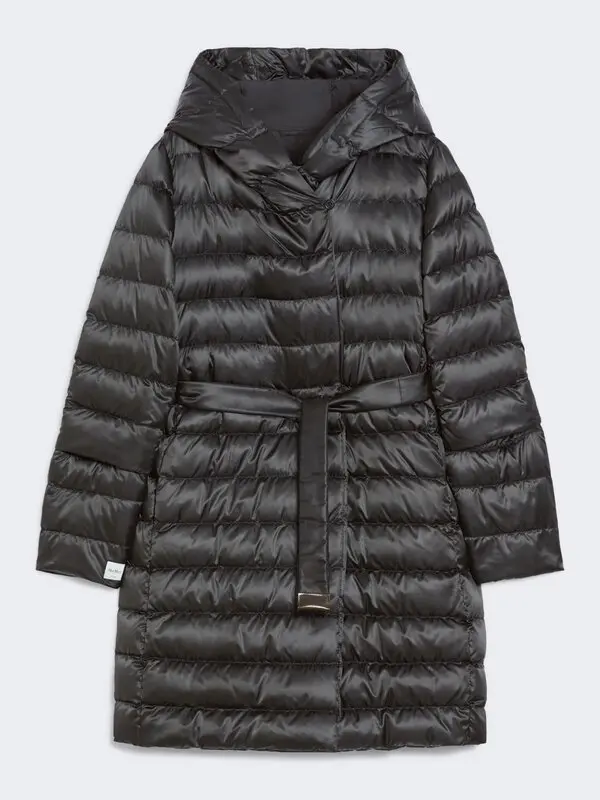 Max Mara Reversible Down Jacket In Water-repellent Satin - Black