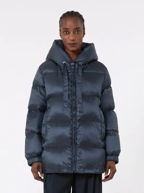 Max Mara Water-repellent Puffer Jacket With Drawstring Hood - Midnightblue