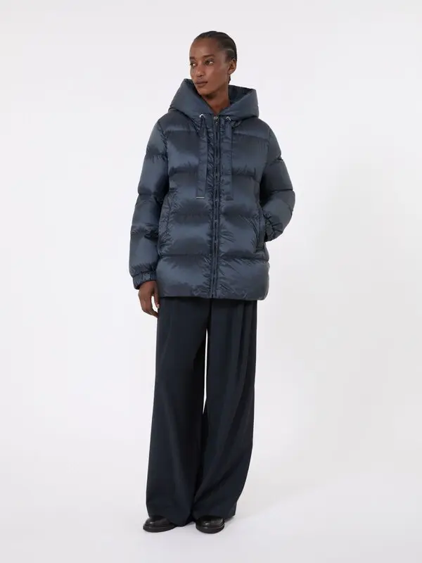 Max Mara Water-repellent Puffer Jacket With Drawstring Hood - Midnightblue