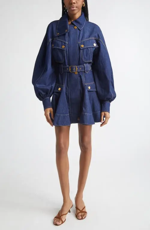 Zimmermann Kindred Spirit Luna Long Sleeve Denim Utility Minidress - Harbour Blue