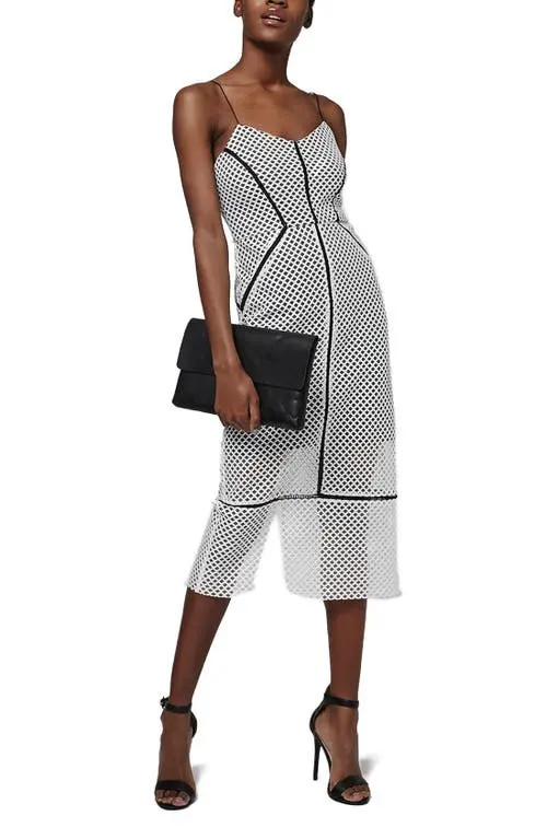 Topshop Airtex Column Midi Dress - White Multi