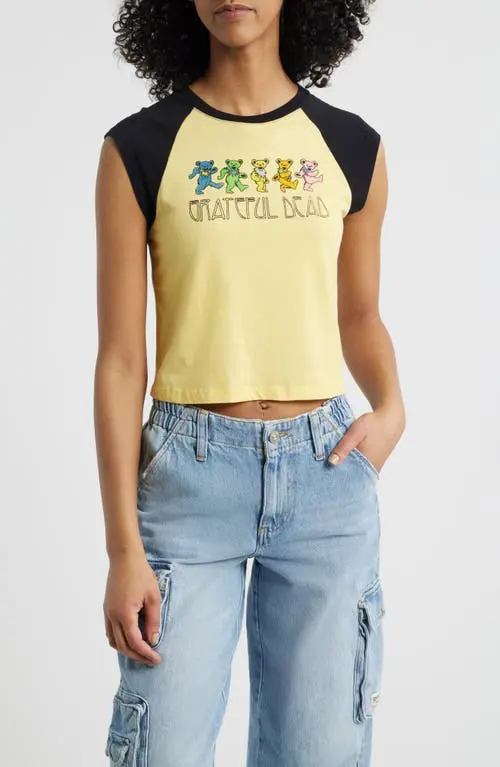 Daydreamer Grateful Dead Graphic Raglan T-shirt - Poppy Yellow/black