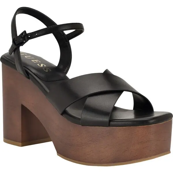 Guess Ankle Strap Platform Sandal - Black