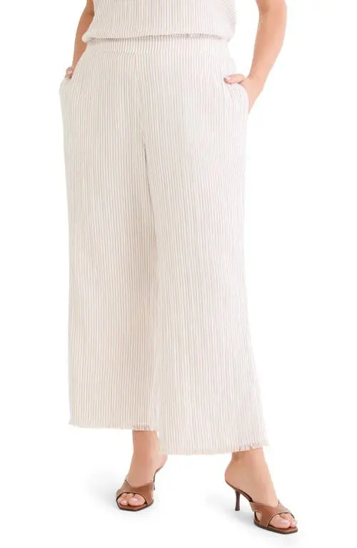 NIC+ZOE Pinstripe Cotton Blend Wide Leg Pants - Neutral Multi