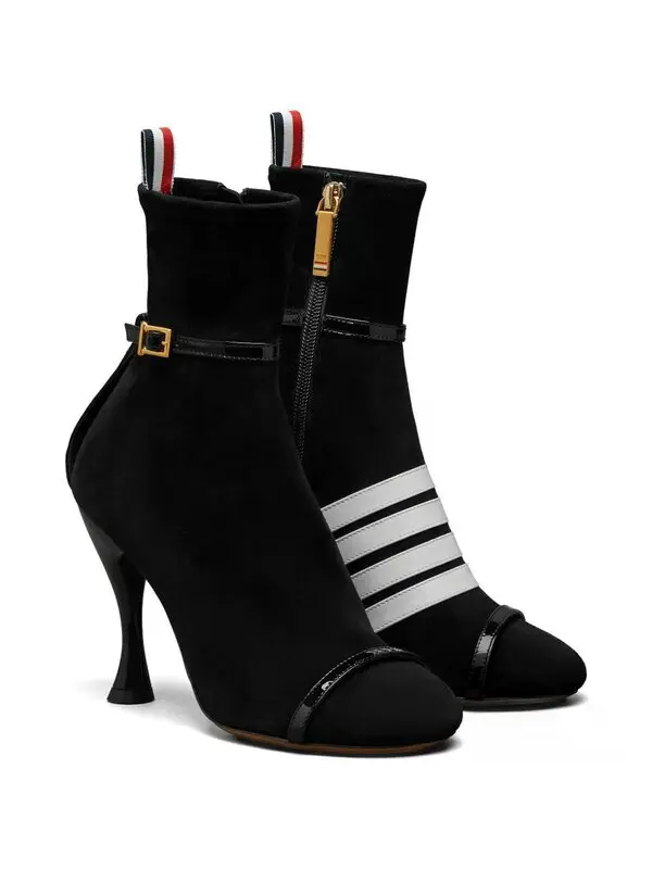Thom Browne Soft Suede Ankle Boots With Trompe L'oeil 4-bar Detail