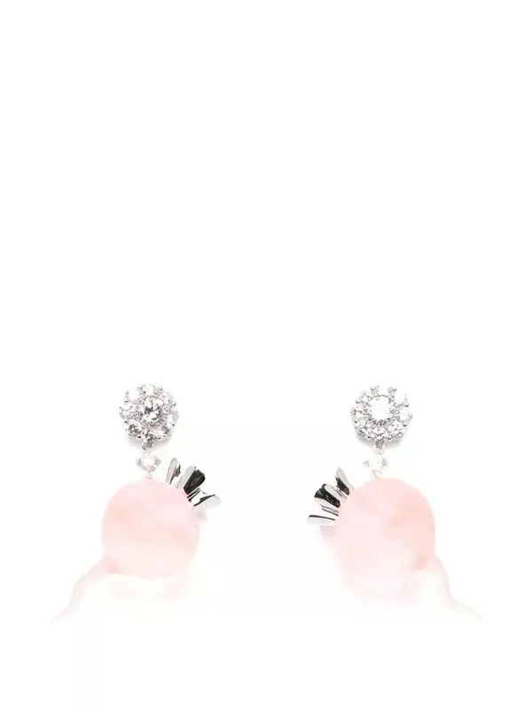 YVMIN Flower-embellished Drop Earrings - Silver