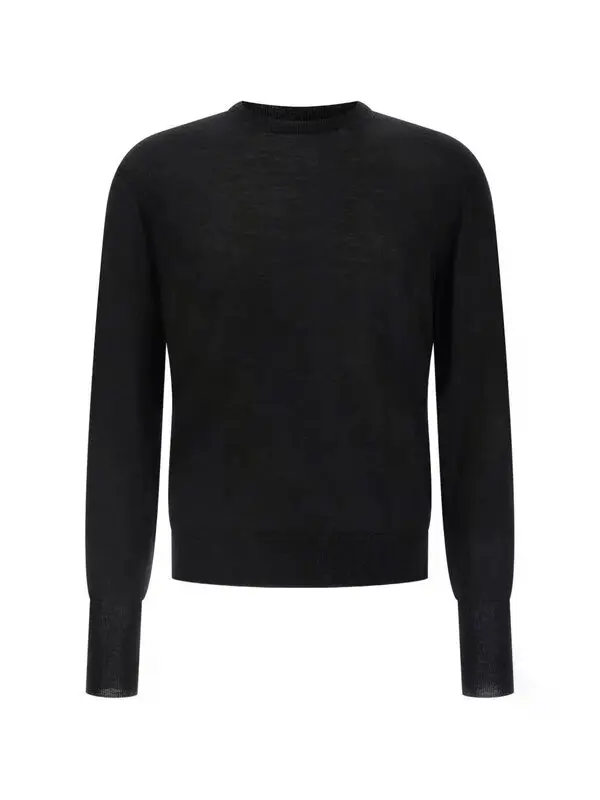 MA'RY'YA Crew Neck Long Sleeve Sweater With Side Slits