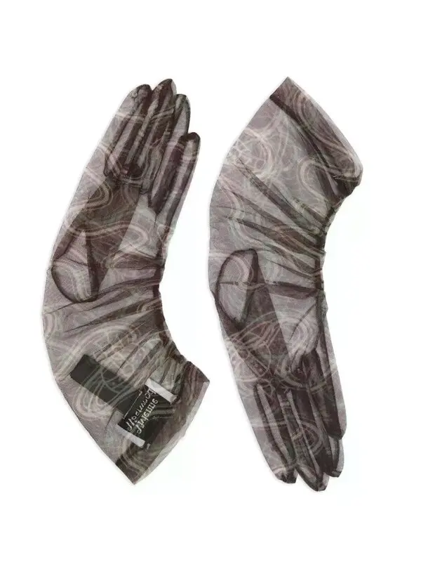 VIVIENNE WESTWOOD Printed Tulle Gloves - Brown