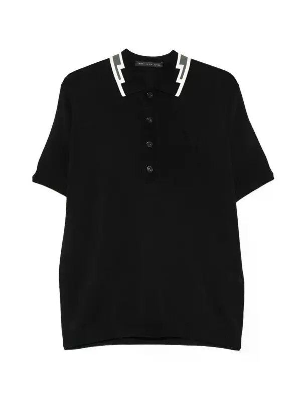 LOW BRAND Contrast Collar T-shirt - Black