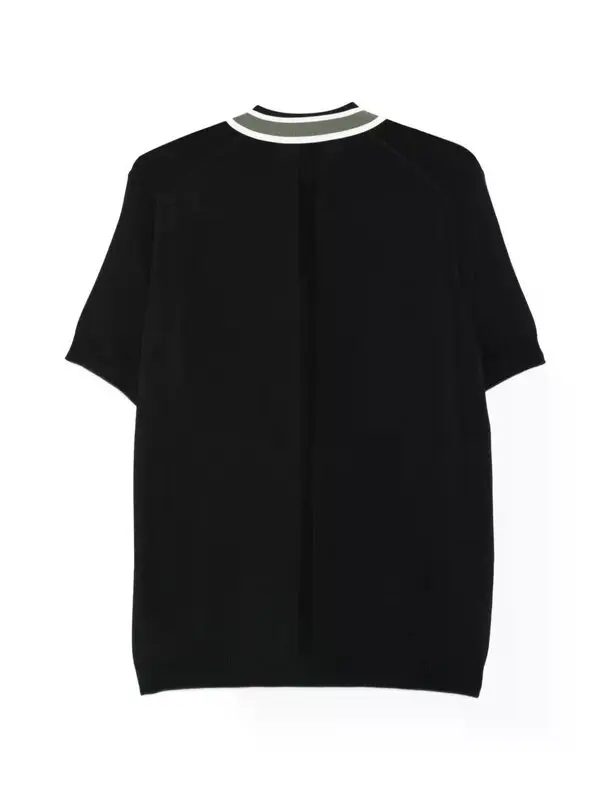 LOW BRAND Contrast Collar T-shirt - Black