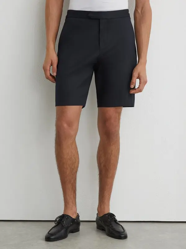 REISS Cantwell Cotton-blend Shorts - Navy