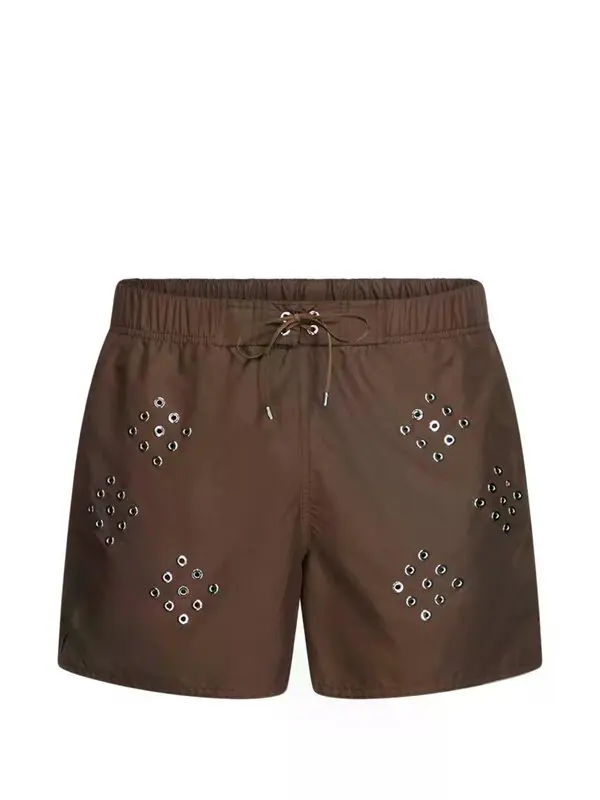LUDOVIC DE SAINT SERNIN Eyelets Swim Shorts - Brown