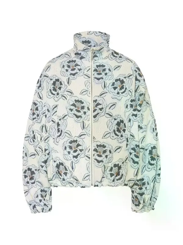 SEM PER LEI Jacquard Floral Bomber Jacket - White