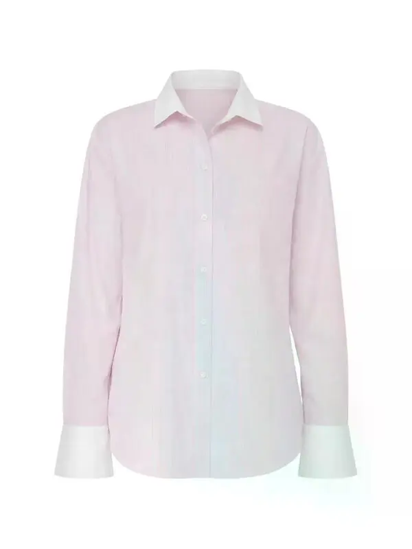 MOTHER The Roomie Frenchie Contrast-trim Striped Shirt - Pink