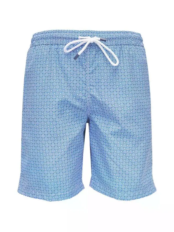 Fedeli Patterned Swim Shorts - Blue