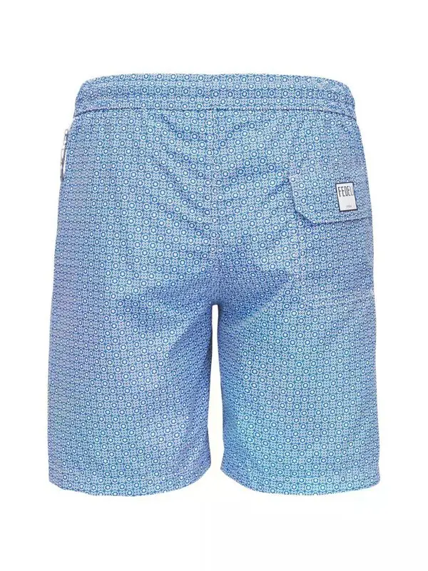 Fedeli Patterned Swim Shorts - Blue