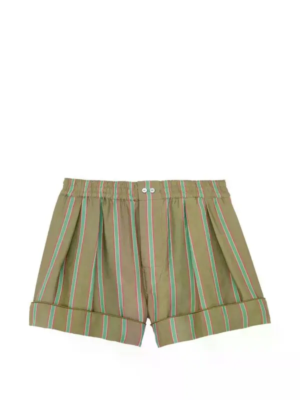 Saint Laurent Striped Pajama Shorts - Green