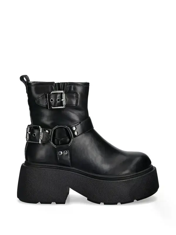BUFFALO Buckle Harness Boots - Black