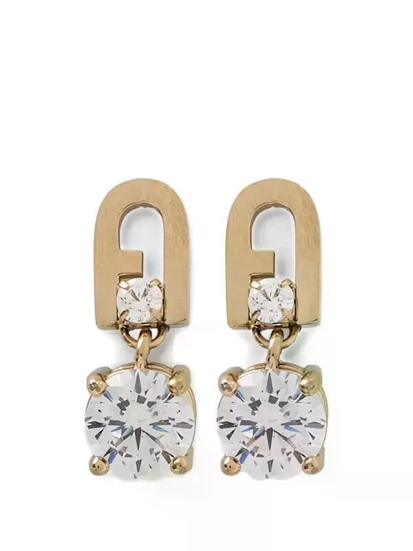 Furla Crystal-embellished Logo Earrings - Gold