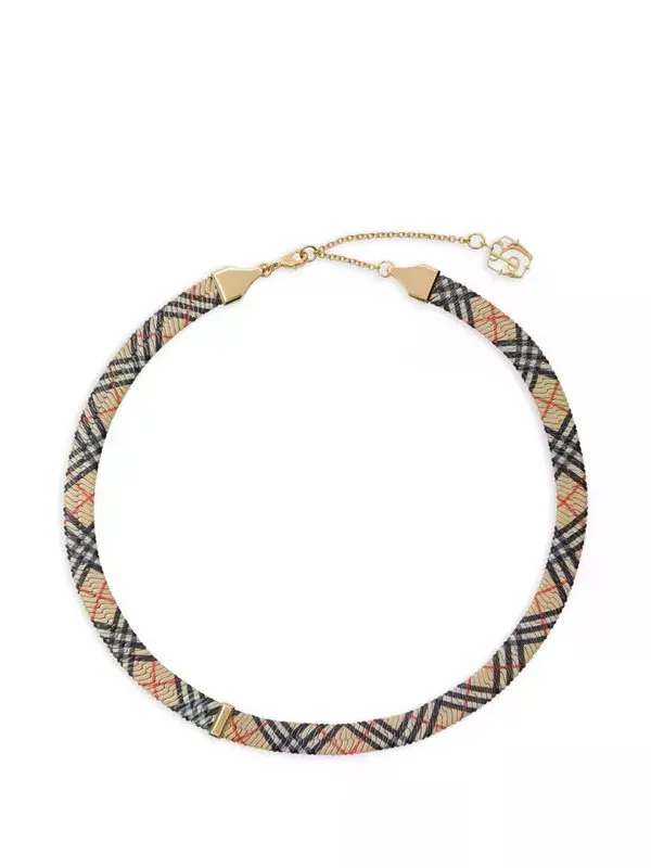 Burberry Check Print Chain Necklace - Gold