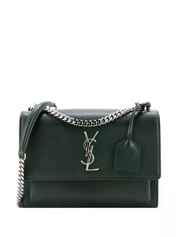 Saint Laurent Sunset Leather Medium Crossbody Bag - Green