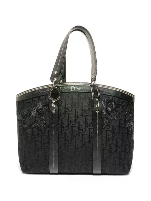 Dior 2005 Trotter Flower Handbag - Black