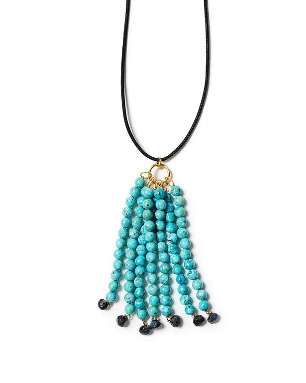 Chan Luu Labradorite Tassel Pendant Necklace - Turquoise