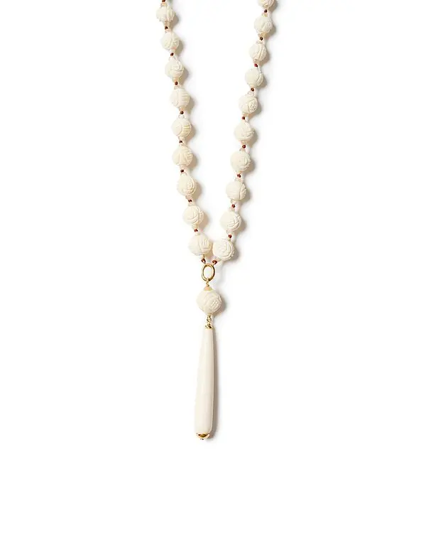 Chan Luu Bone Bead And Mother Of Pearl Rosary Necklace - Natural