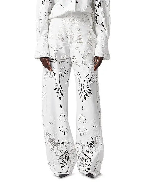 Giuseppe Di Morabito Broderie Anglaise Wide Leg Trousers