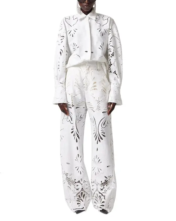Giuseppe Di Morabito Broderie Anglaise Wide Leg Trousers
