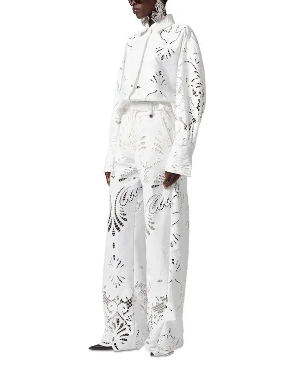 Giuseppe Di Morabito Broderie Anglaise Wide Leg Trousers