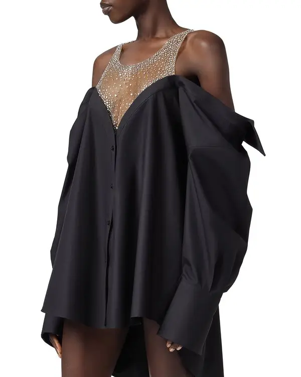 Giuseppe Di Morabito Crystal Embellished Mini Shirt Dress