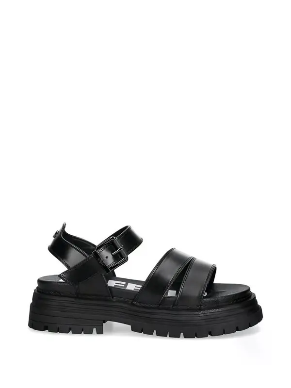 BUFFALO Platform Buckle Sandals - Black